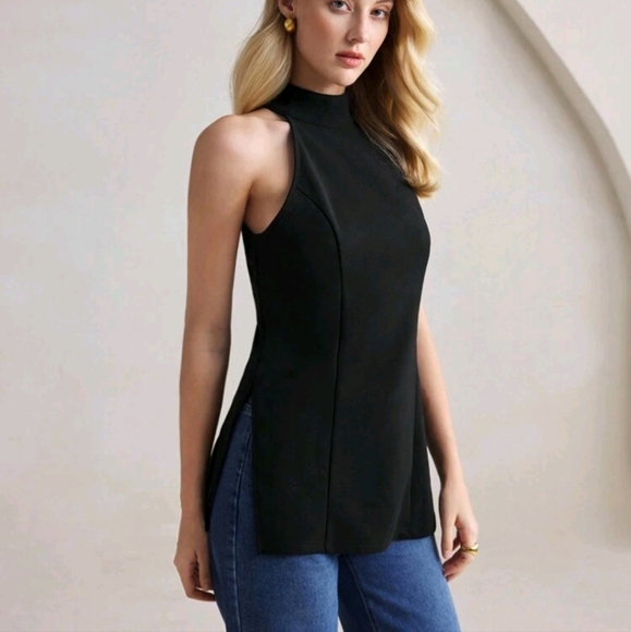 Tops | Black Halter Neck Camisole Top For Women Business Office Wear ...